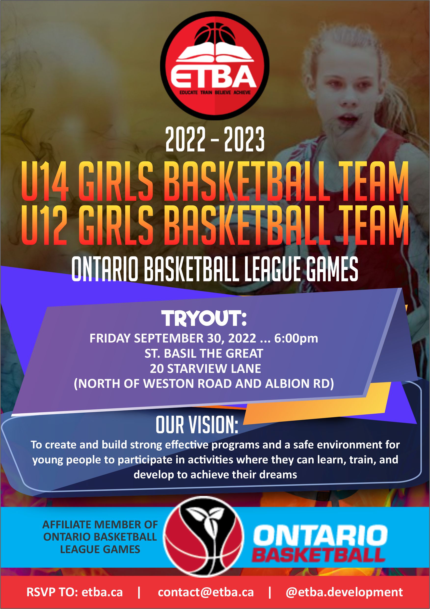 Try out for the 2022-23 Girls Basketball Season! - ETBA